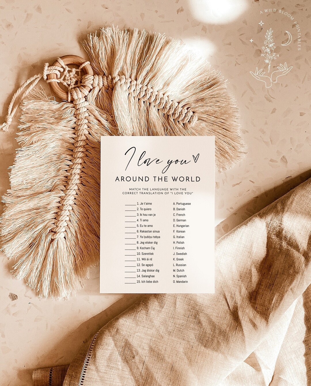 I Love You Around the World Game, I Love You Language Game, Modern ...