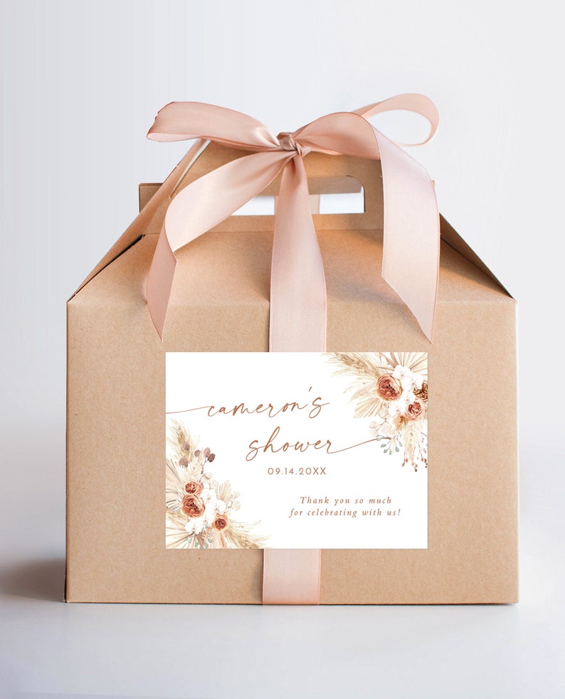 Pampas Grass Gable Box Label Boho Gable Box Sticker Template - Etsy