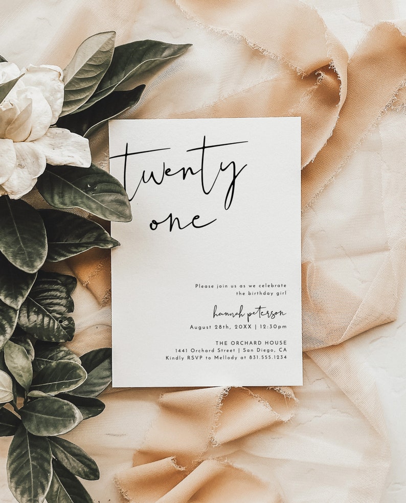 Minimalist Birthday Party Invite, Boho Birthday Invite, Editable Modern ...