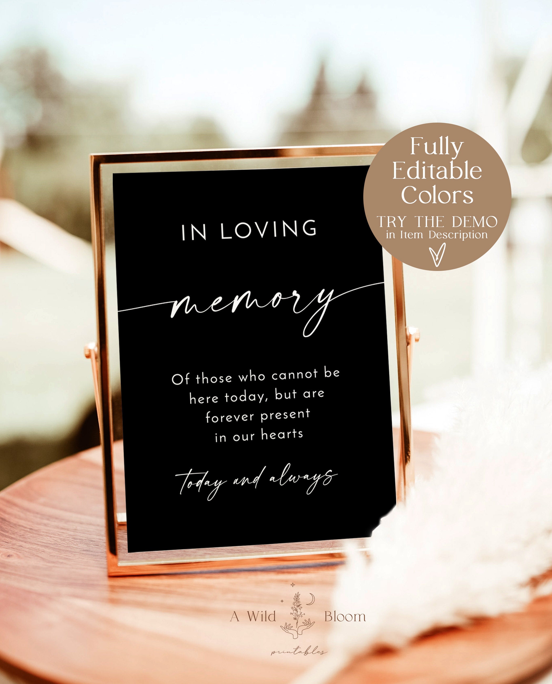 In Loving Memory Sign, Forever in Our Hearts Wedding, Memorial Candle ...