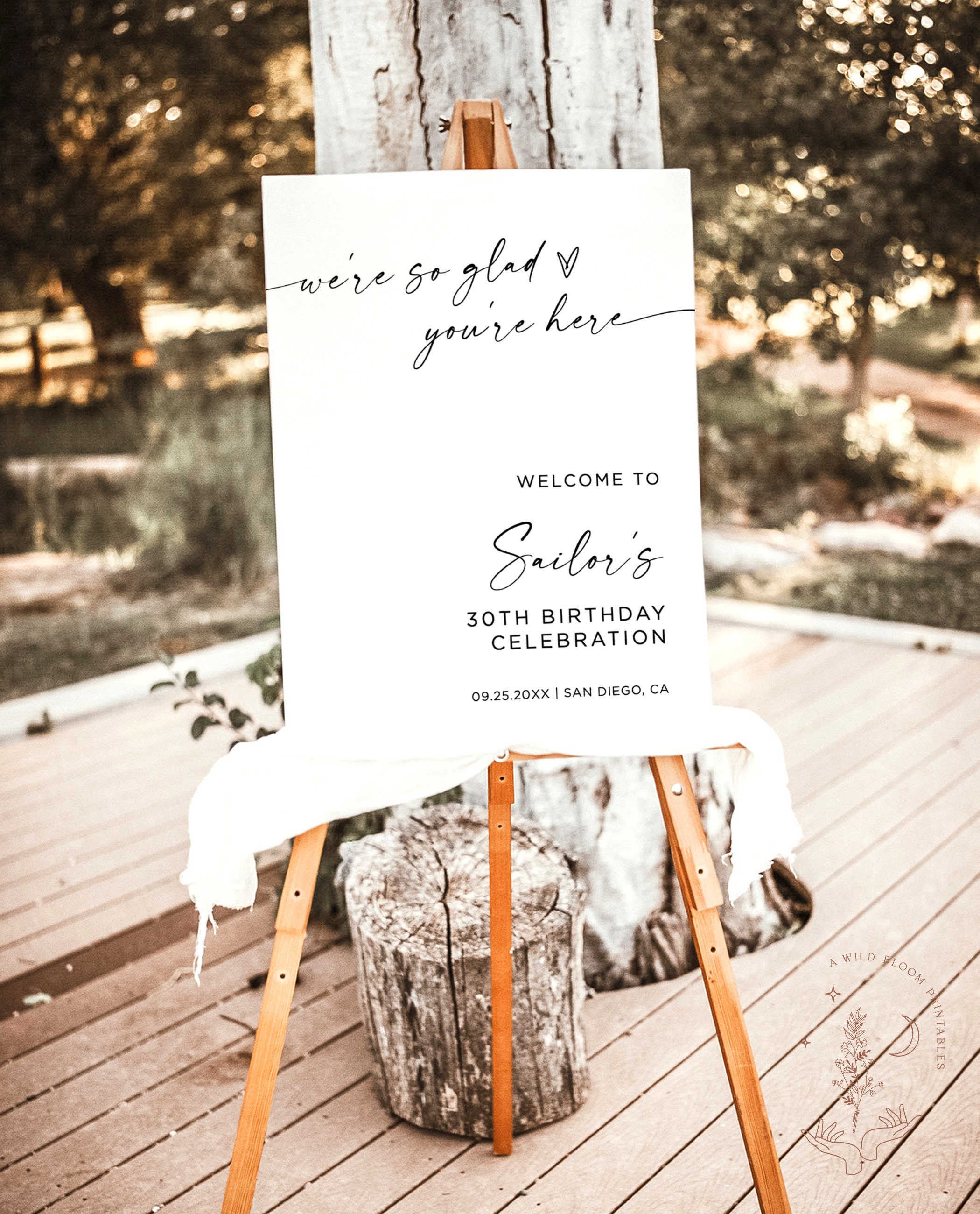 Birthday Party Welcome Sign, Modern, Minimalist, Celebration, Instant ...