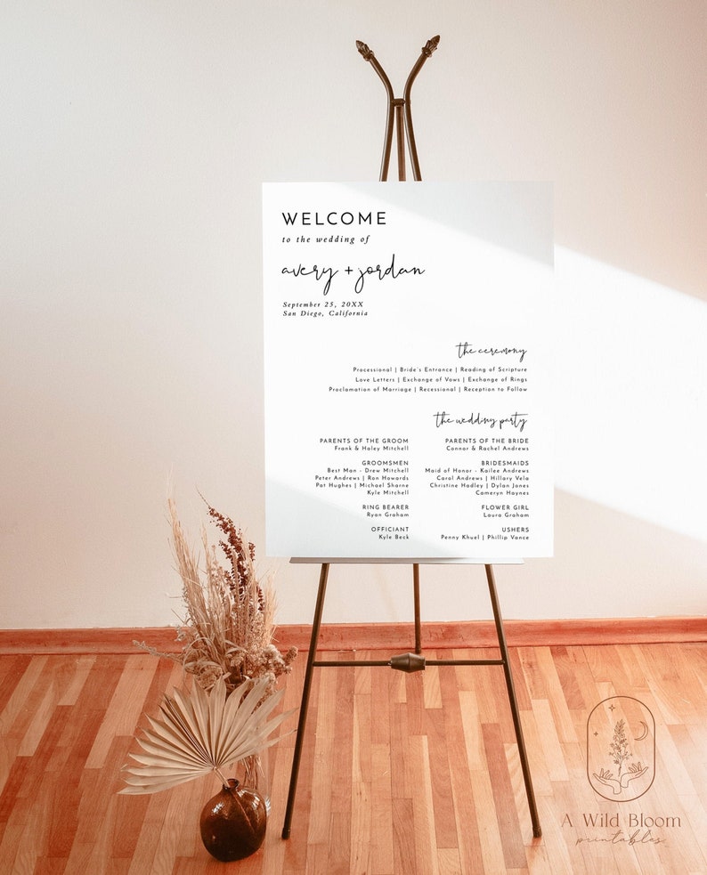 Minimalist Wedding Program Poster Wedding Program Sign | Etsy
