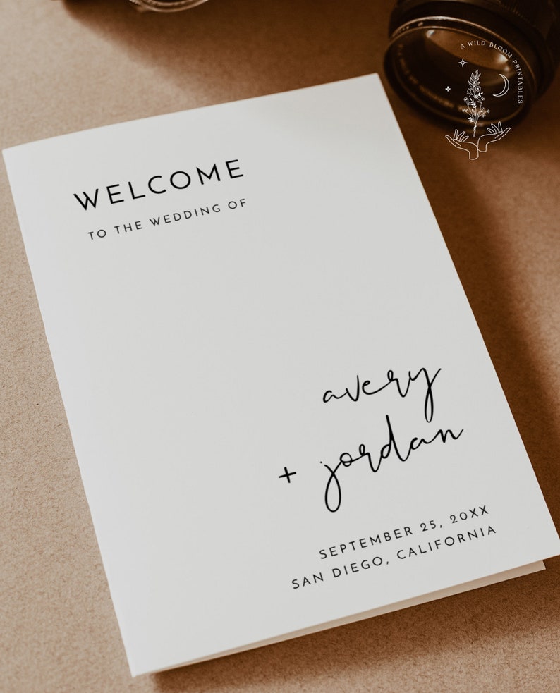 Minimalist Wedding Program Template Foldable Wedding Program - Etsy