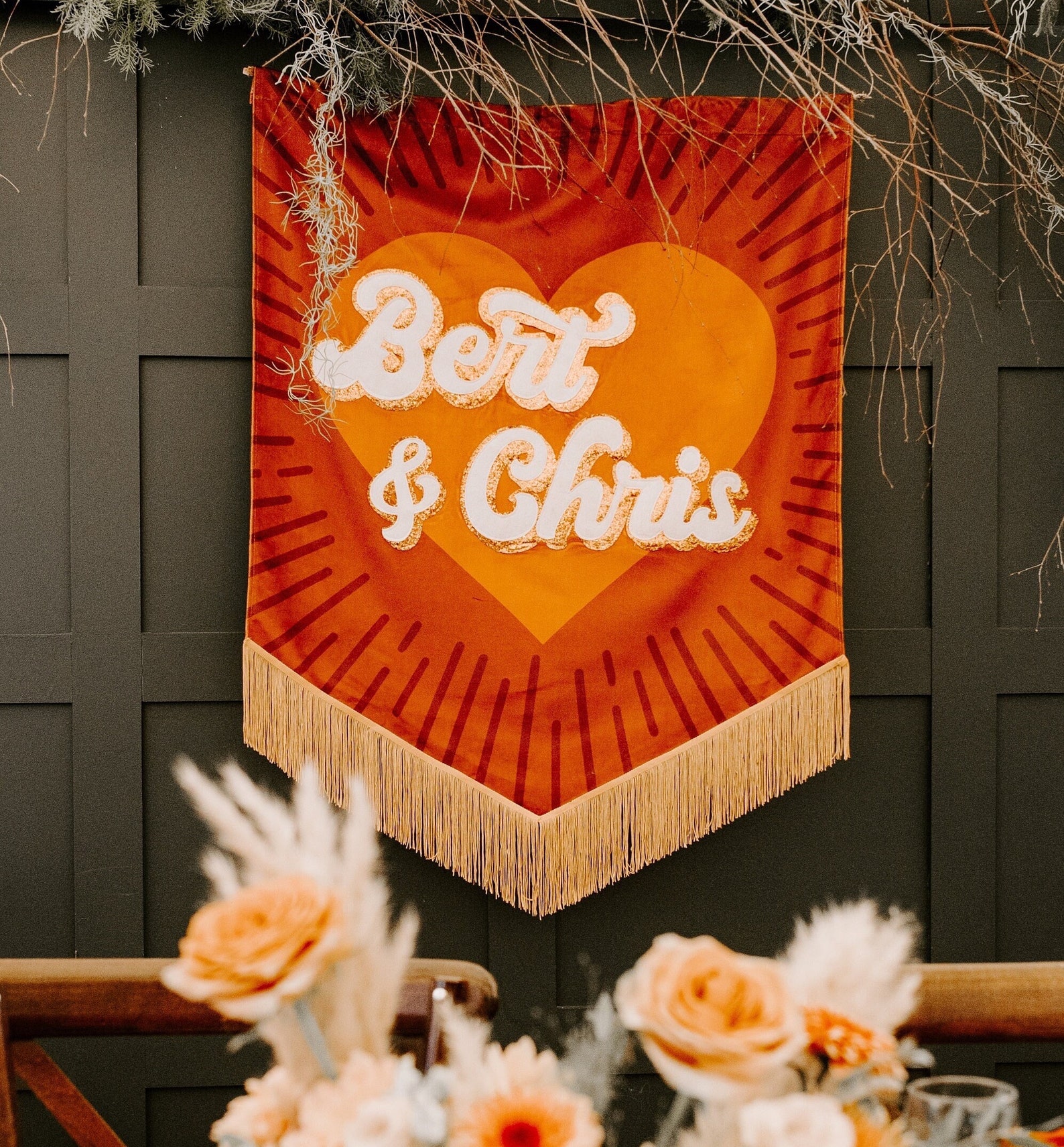 Velvet Wedding Banner, Wedding Backdrop, Fringed Velvet Wedding Sign ...