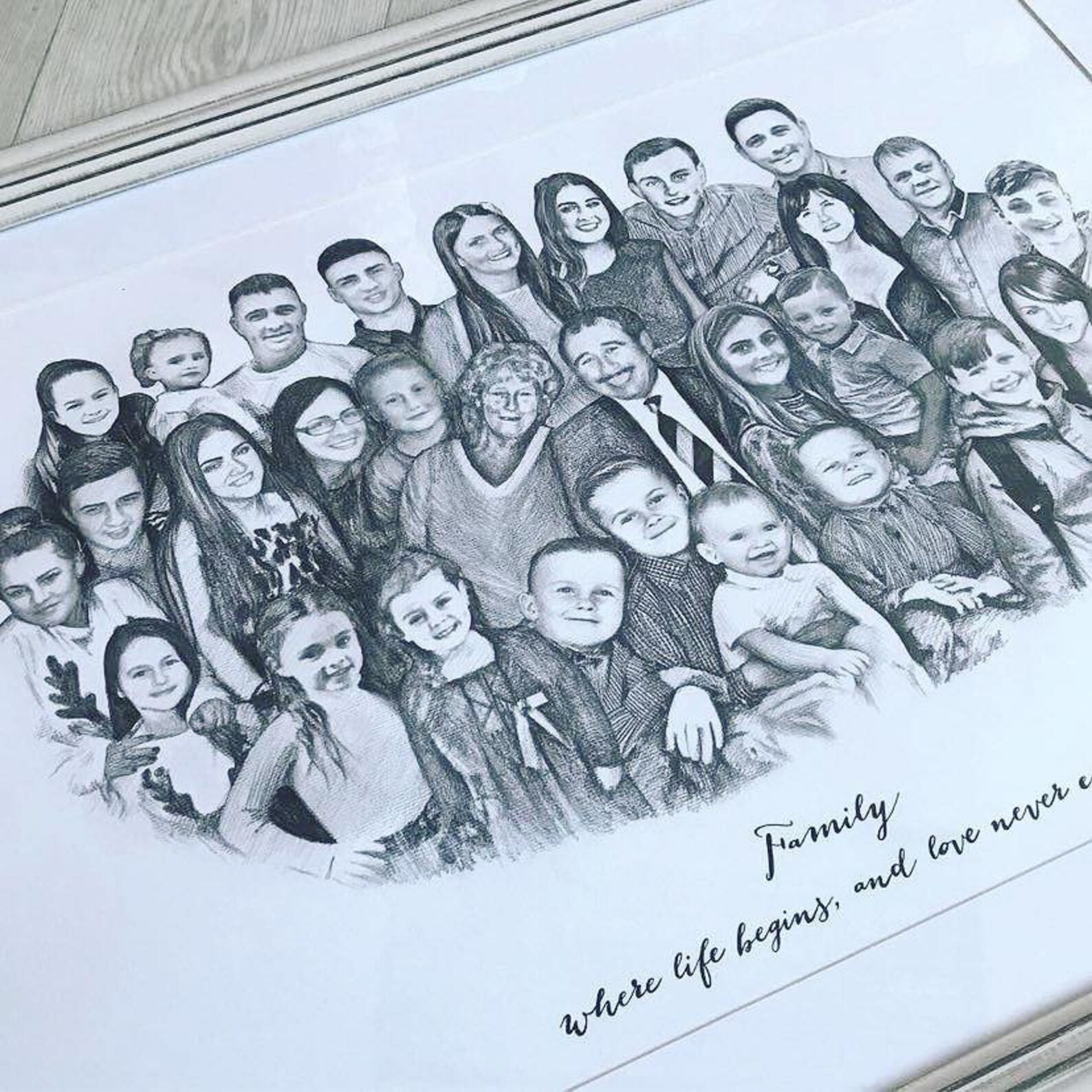 Family Portrait, Pencil Sketch, Family Sketch, Pencil Drawing, Photo ...