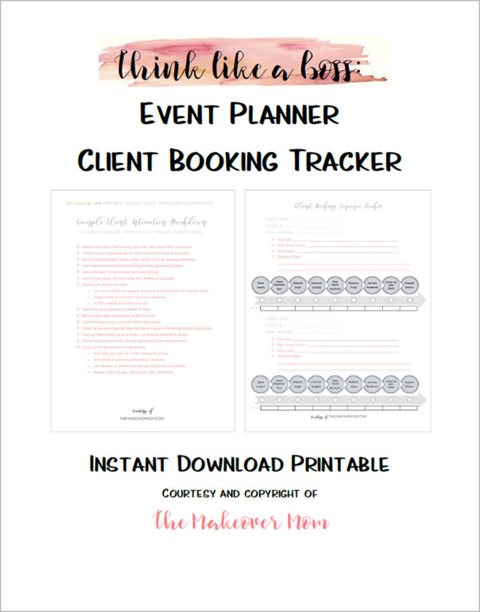 Event Planner Client Booking Tracker PRINTABLE - Etsy