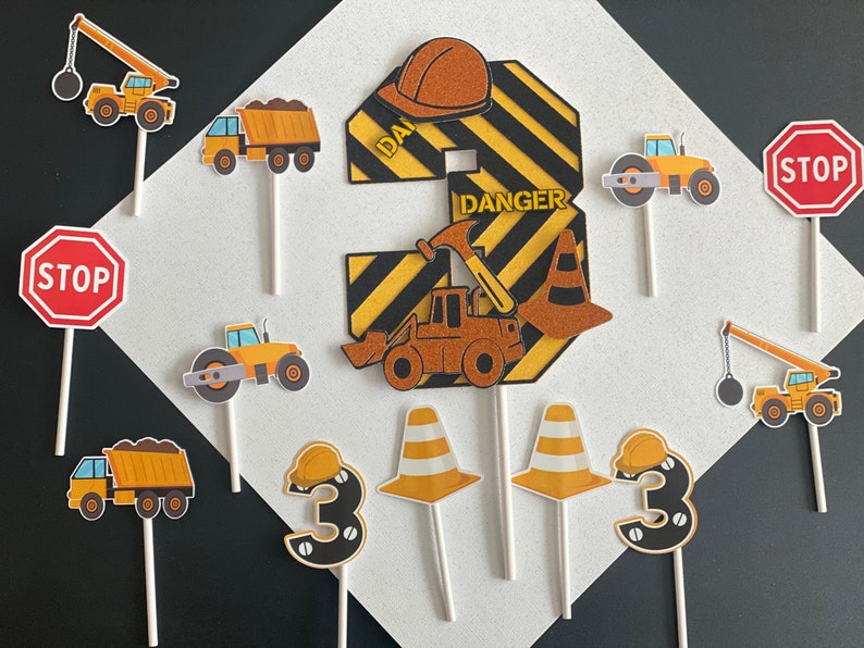 Construction Themed Cake Topper Custom Cake Topper - Etsy