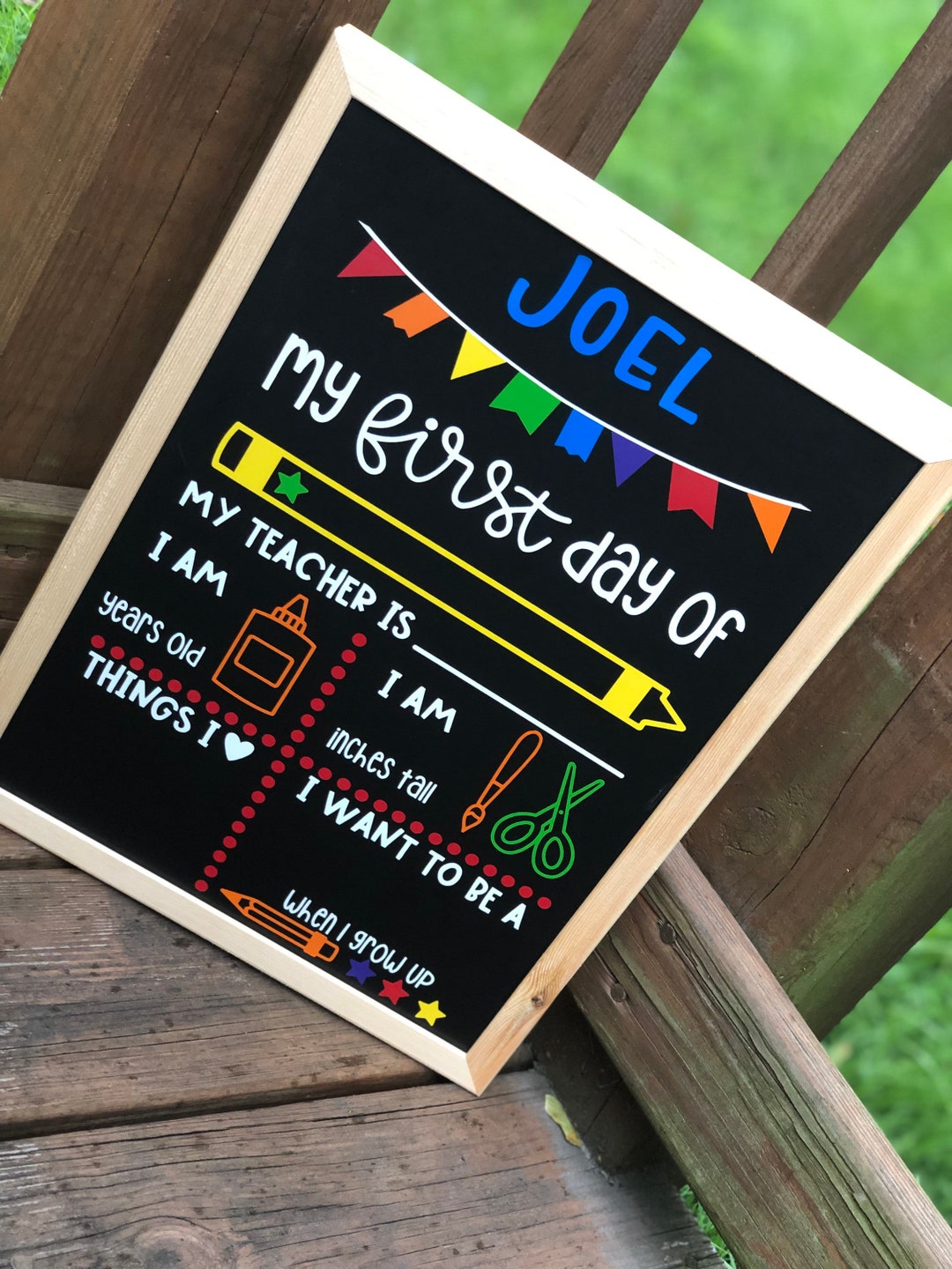 First Day of School Chalkboard, Re-usable First Day of School ...