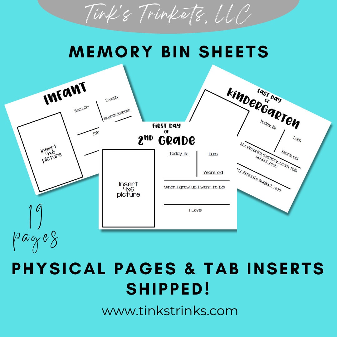 Memory Bin Sheets | DIY Memory File Kit | Kid’s Milestone Tote Kit ...
