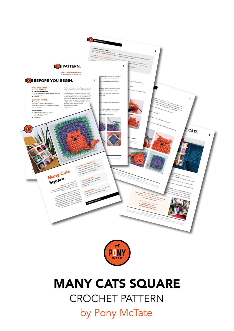 Many Cats Square ENGLISH Crochet Pattern PDF Granny - Etsy Australia