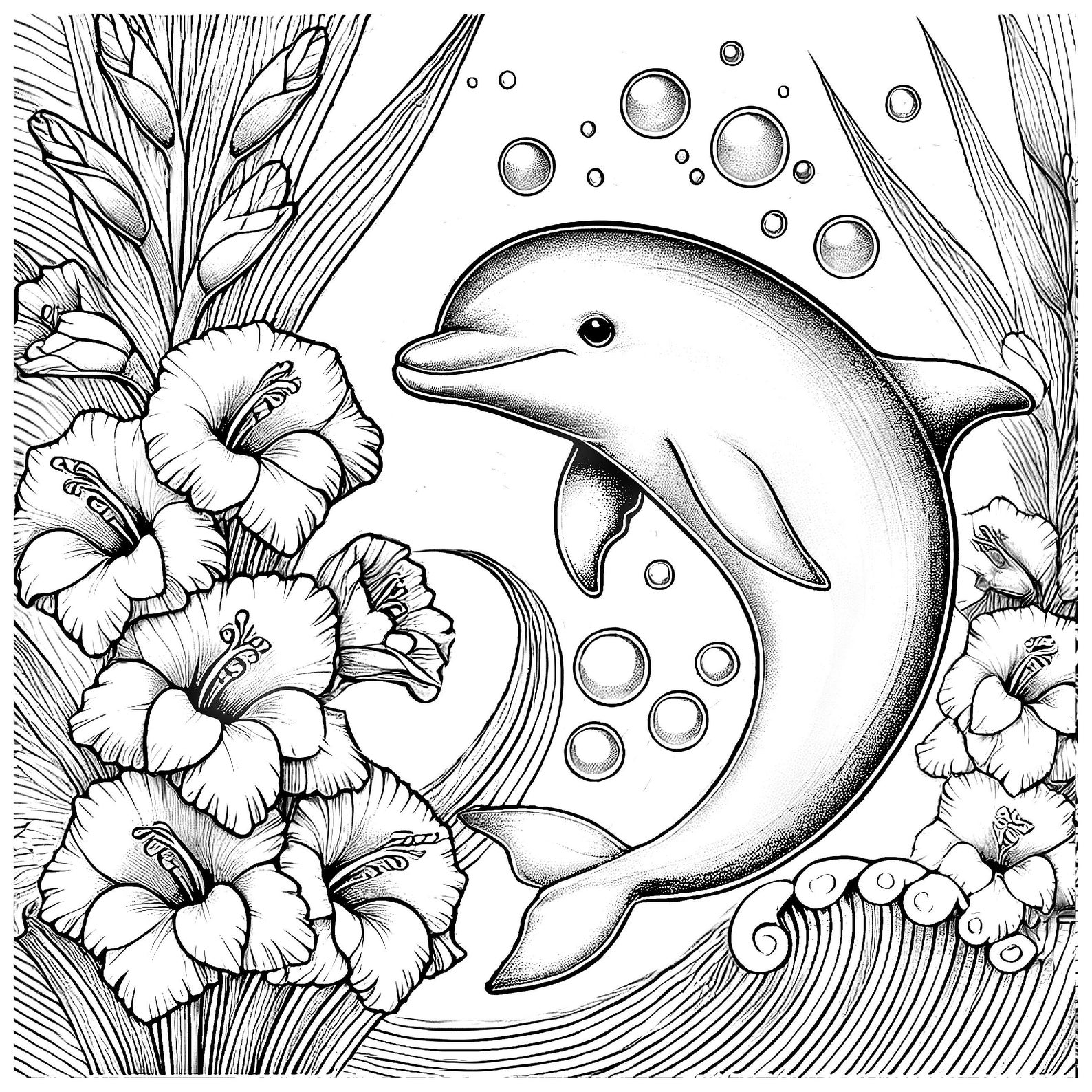 12 Assorted Fish and Flowers Coloring Pages - Adult and Kids Coloring ...