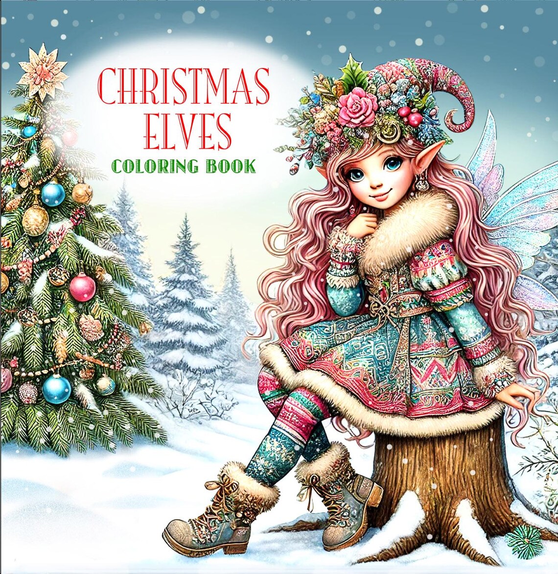 Christmas Elves Printable Coloring Pages for Kids and Adults, 12 ...