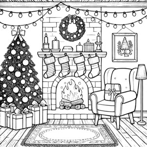 Christmas Coloring Pages, 12 Cute and Cozy Holiday Illustrations ...