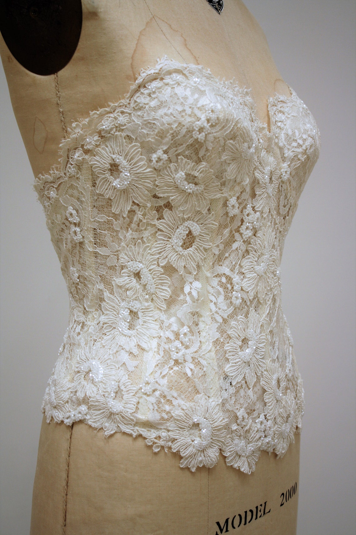 Beaded Ivory French Lace Bridal Corset, 36A - Etsy