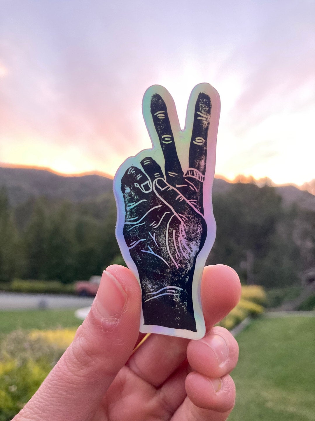 Holographic Peace Sign Sticker - Etsy
