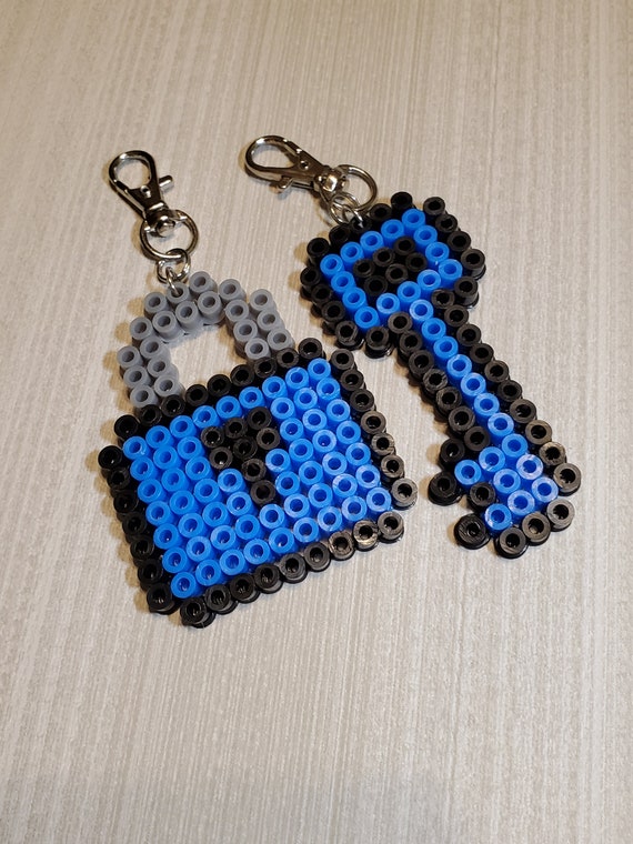 Set of Perler Beads Key & Lock Charms or Key Chains Lock and - Etsy