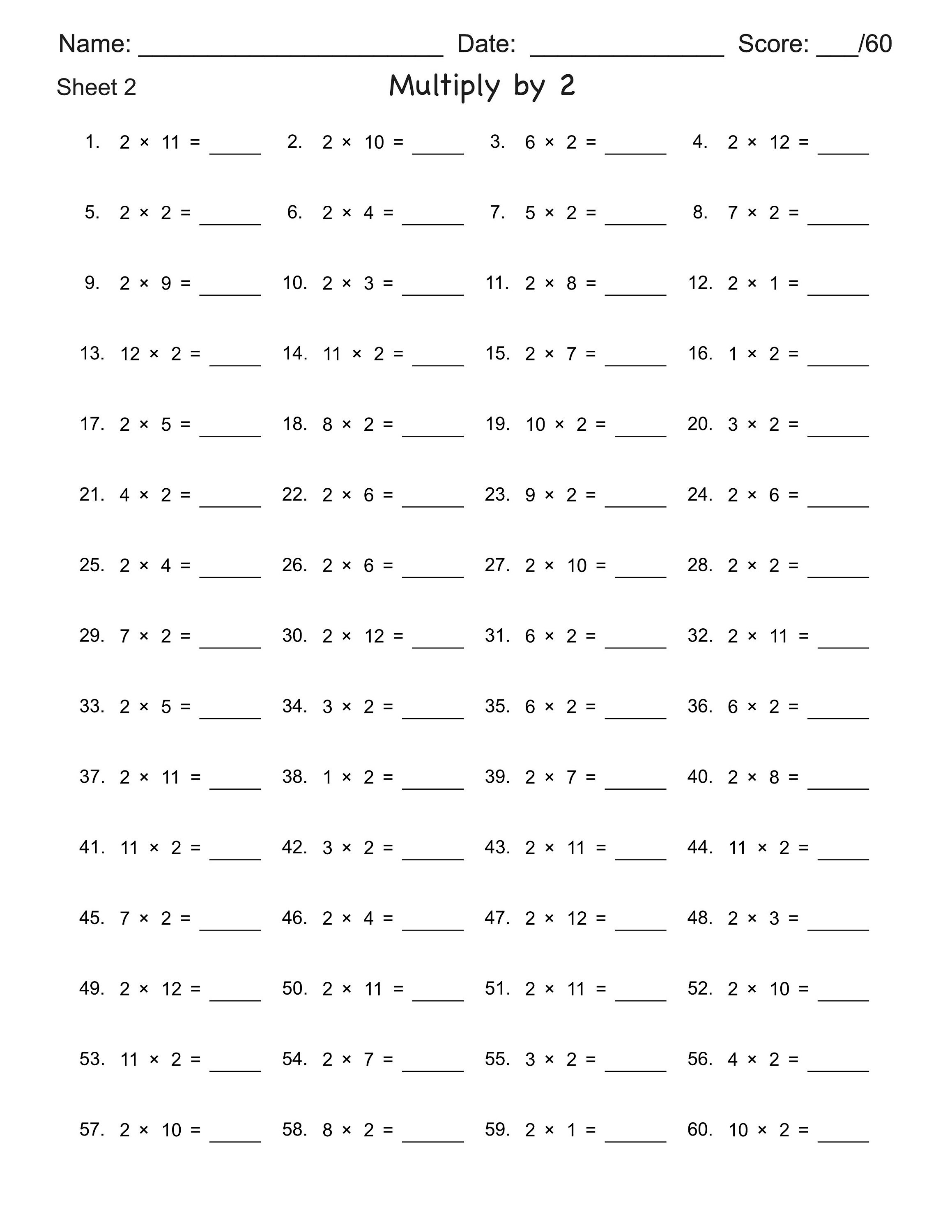 Multiplication Worksheet 12 Multiplication Facts Practice - Etsy Canada