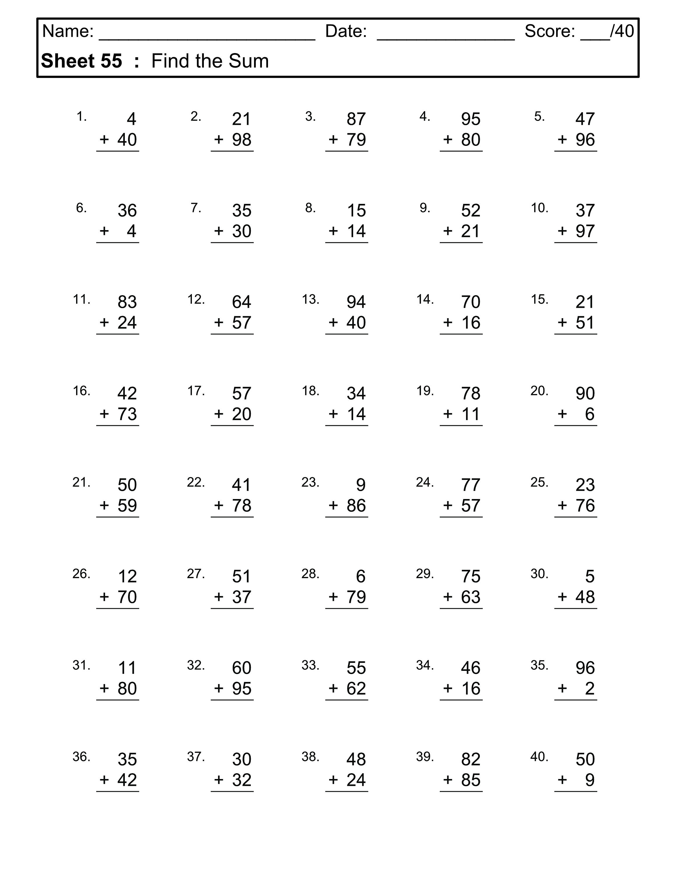 Addition Worksheet 100 Practice sheets with Answers Single | Etsy