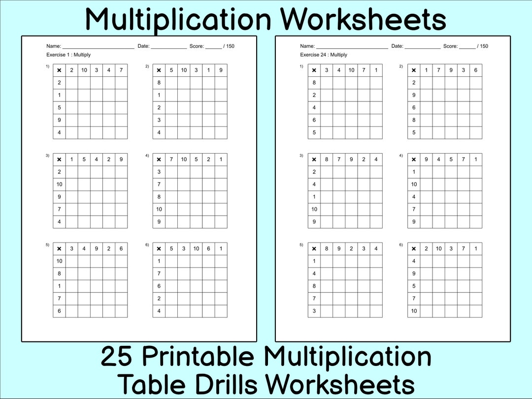 Multiplication Table Drills