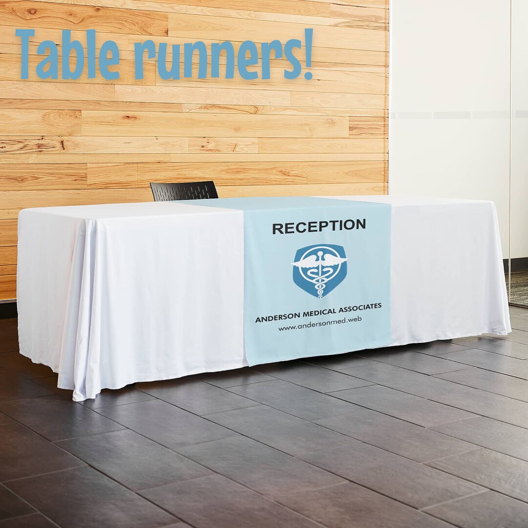 Custom Table Runner With Business Logo & Name Printed in Full Color ...