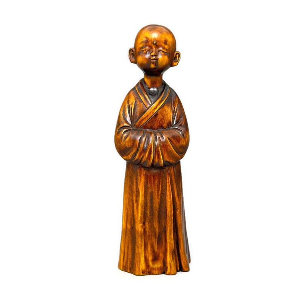 Top Woodcarving Little Monk, Practicing Zen Buddhism, Boxwood ...