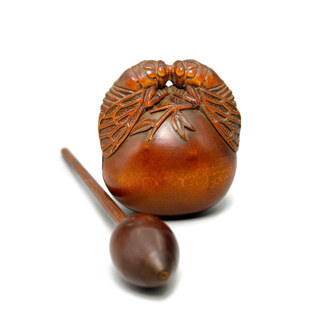 Boxwood Carved Cicada Muyu, Taoism and Buddhism Musical Instrument ...