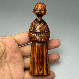 Top Woodcarving Little Monk, Practicing Zen Buddhism, Boxwood ...