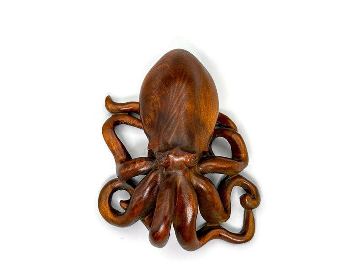 Boxwood Carved 8 Claw Octopus Sculpture Decor Collectible Netsuke ...