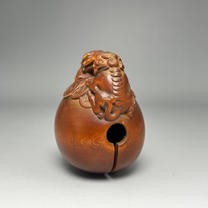 Boxwood Carved Pixiu Muyu, Taoism and Buddhism Musical Instrument, With ...