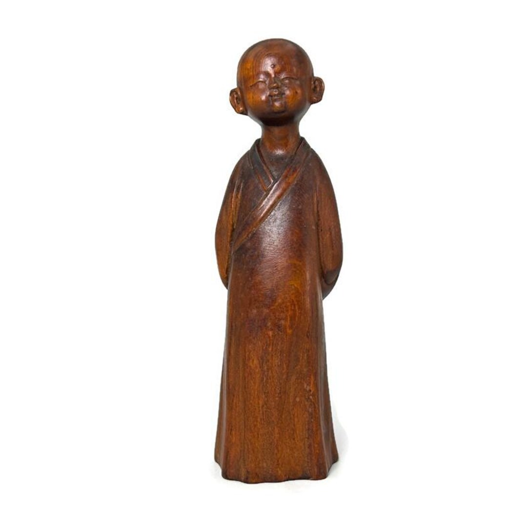 Top Woodcarving Little Monk, Practicing Zen Buddhism, Boxwood ...