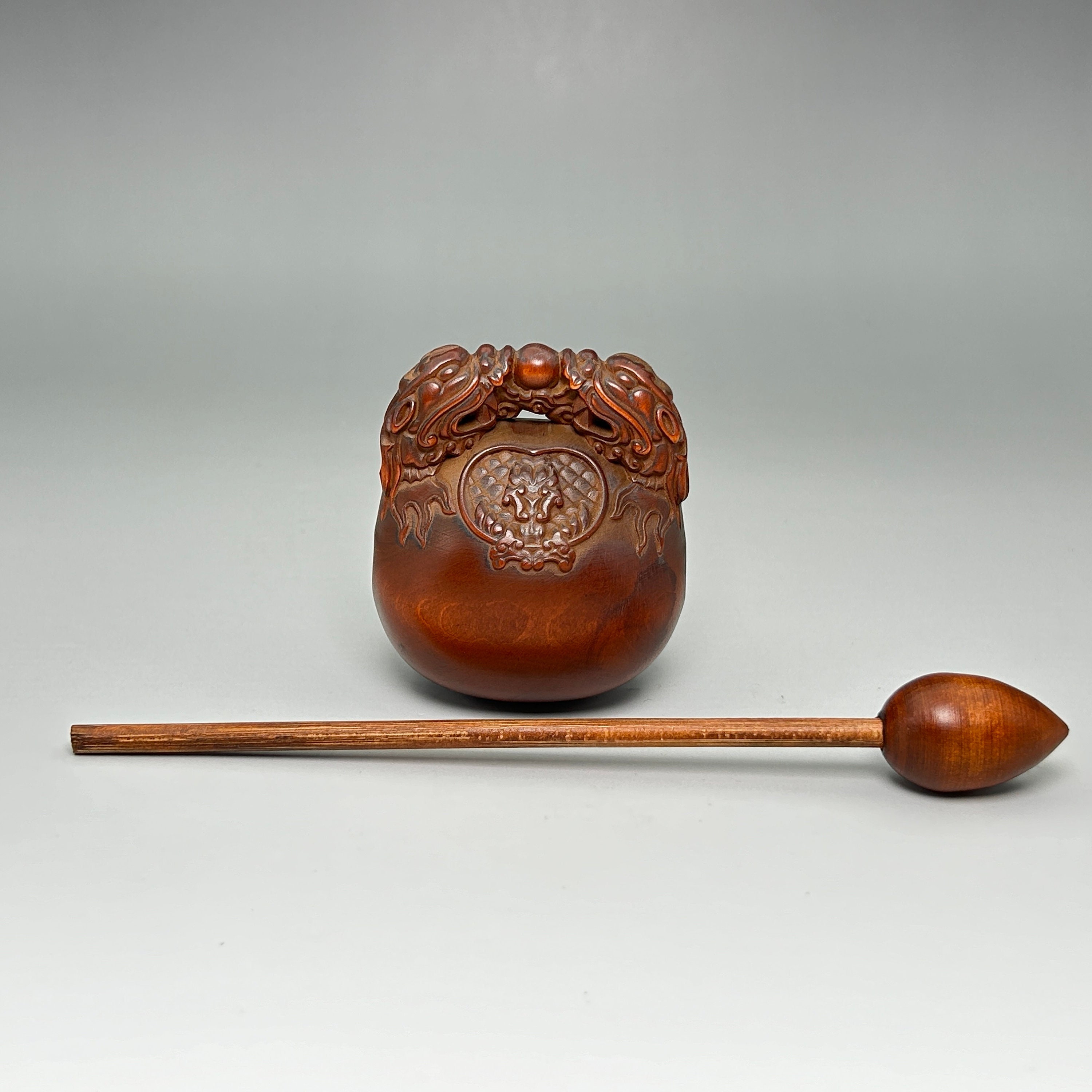 Boxwood Carved Dragon Muyu, Taoism and Buddhism Musical Instrument ...