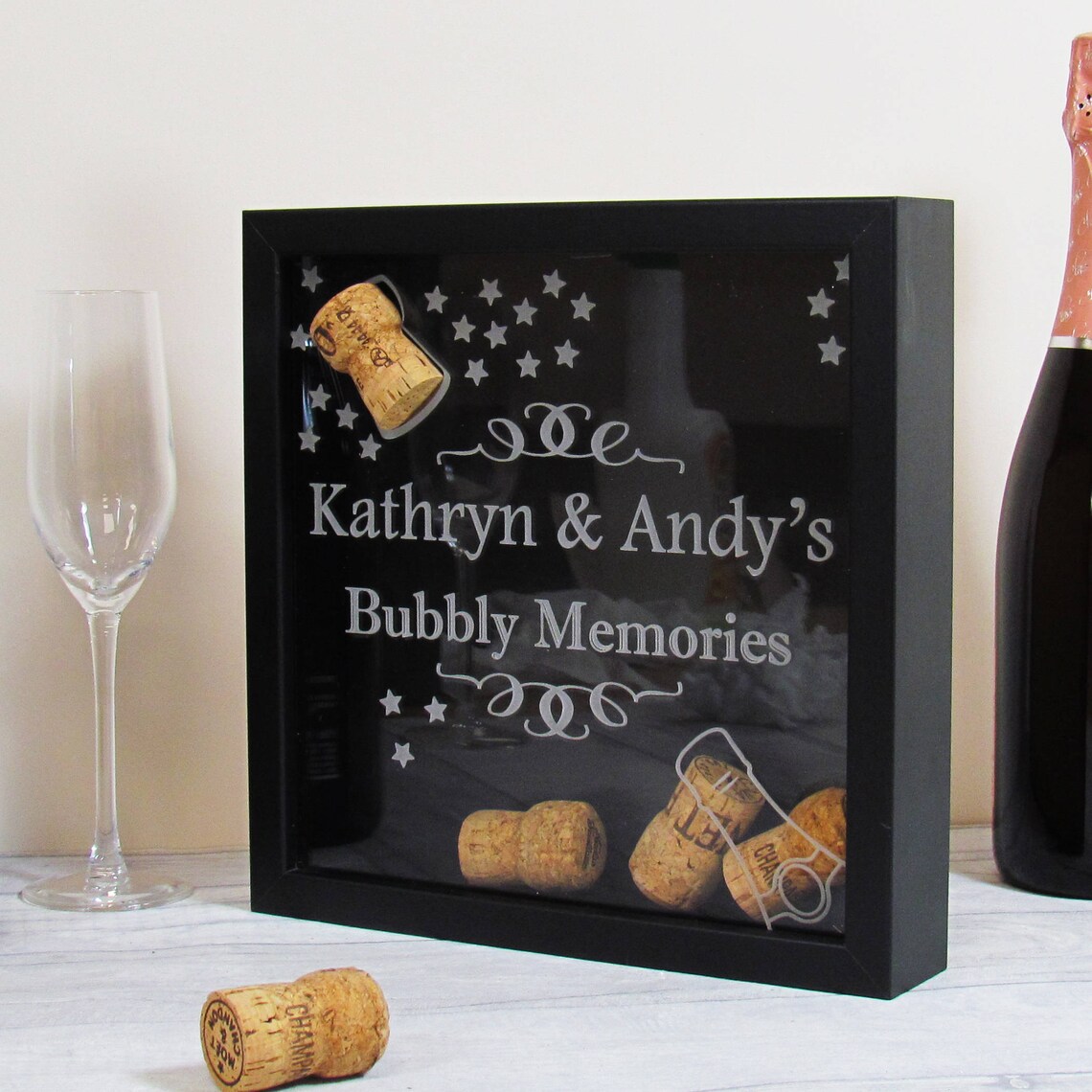 Personalised Champagne Cork Collection Box | Champagne Corks Display ...