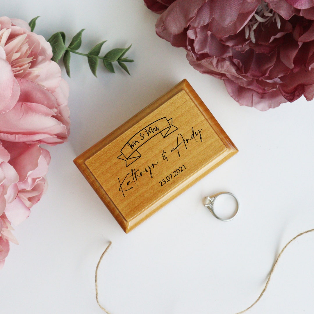 Personalised Double Wedding Ring Box | Double Ring Box for Wedding ...