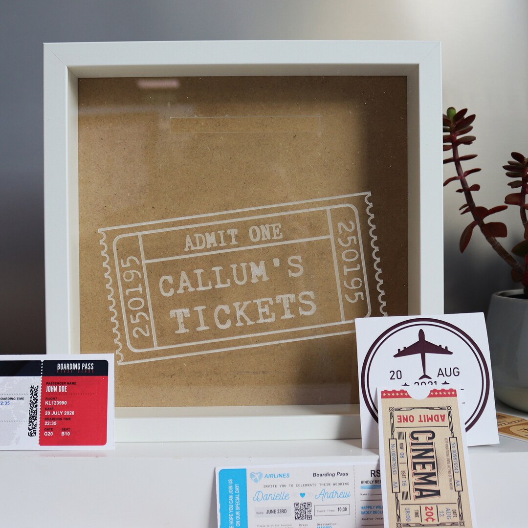 Personalised Ticket Collection Box Cinema Gig Ticket's Memory Box Date ...