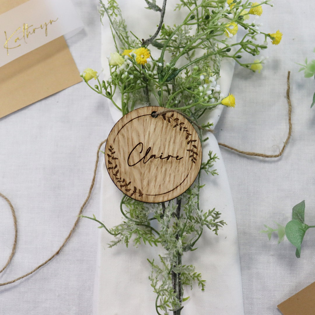 Personalised Wooden Rustic Wedding Place Setting | Wedding Place Names ...