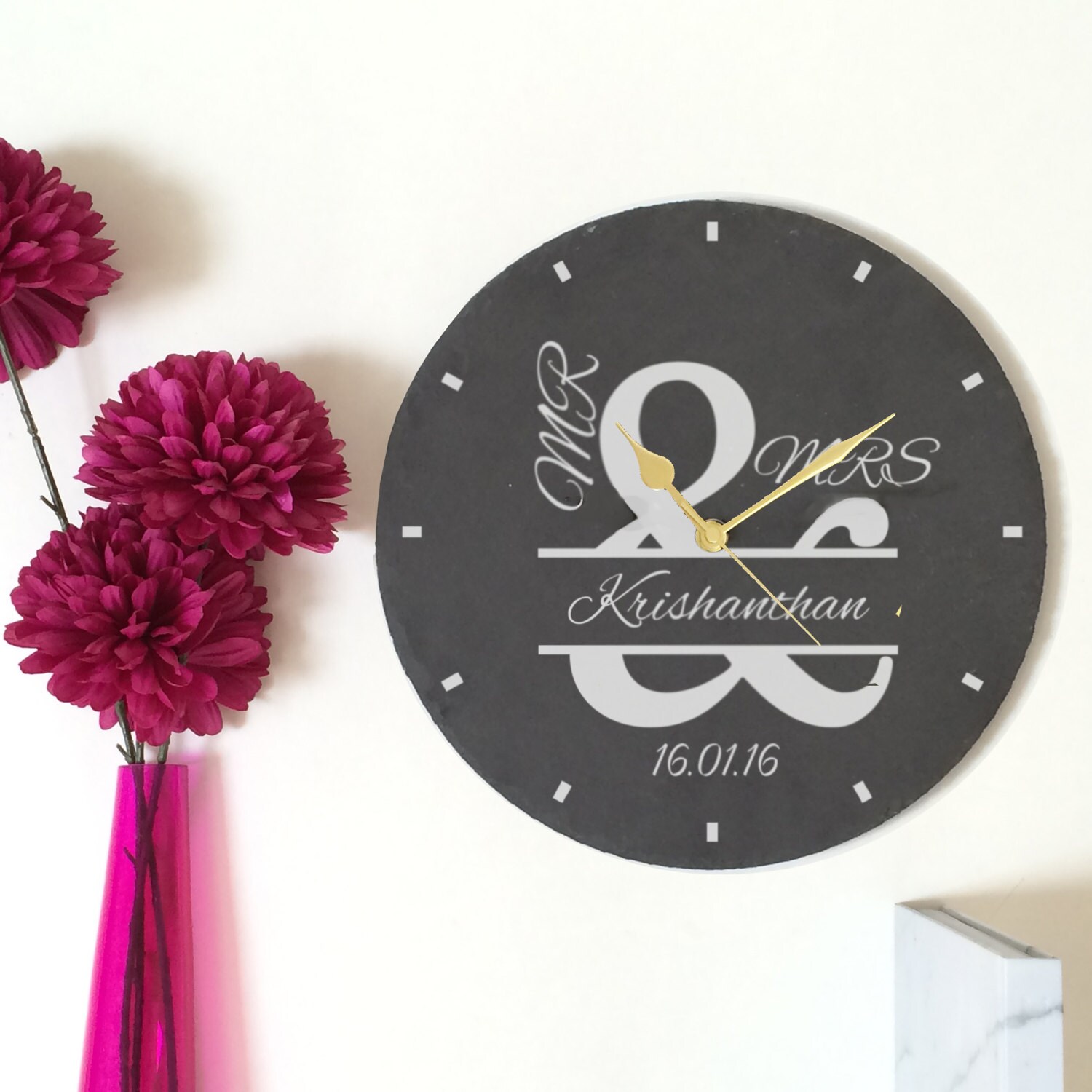 Personalised Slate Wedding Clock Personalised Mr & Mrs Clock - Etsy
