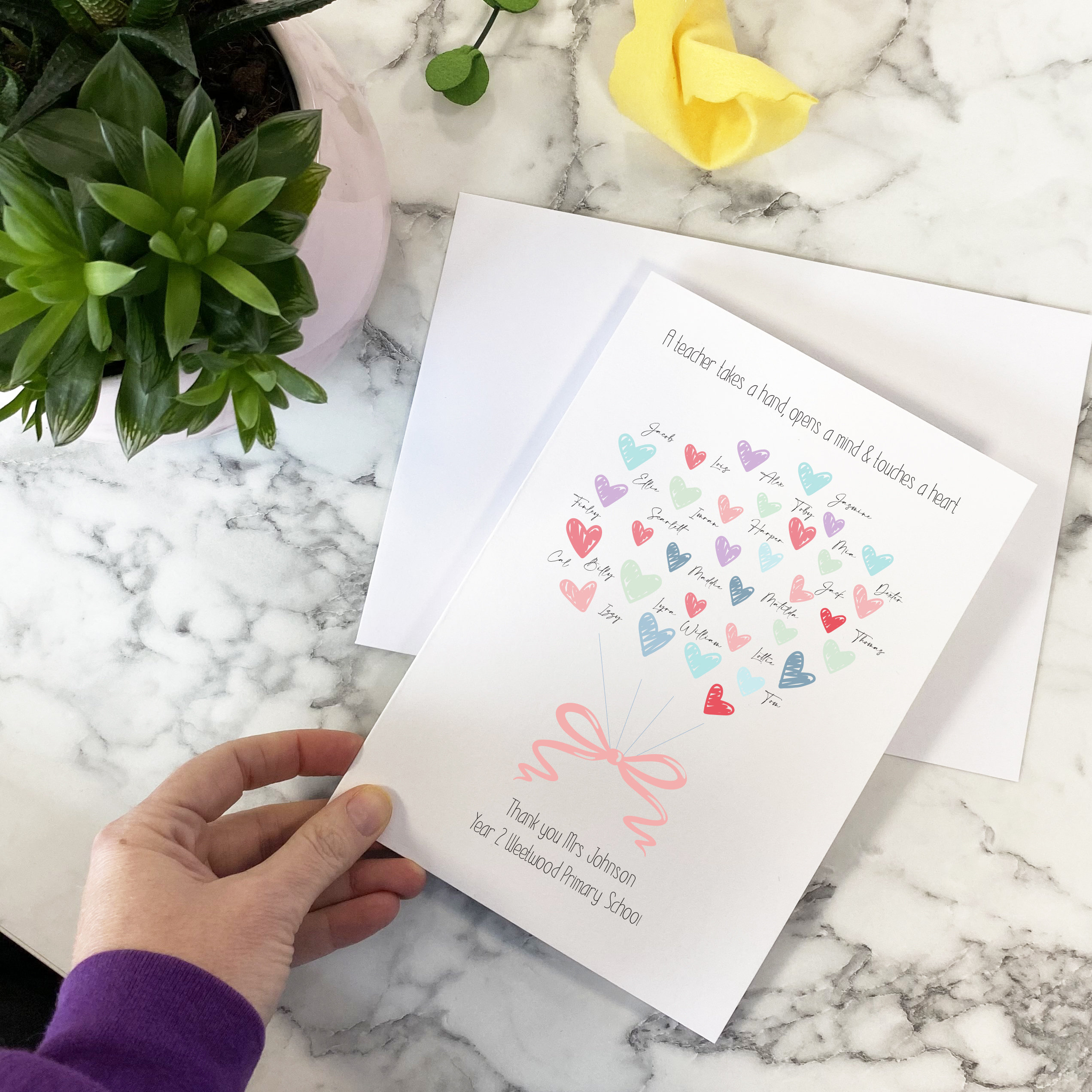 Personalised Thank You Teacher Hearts Card Thank You Teacher - Etsy