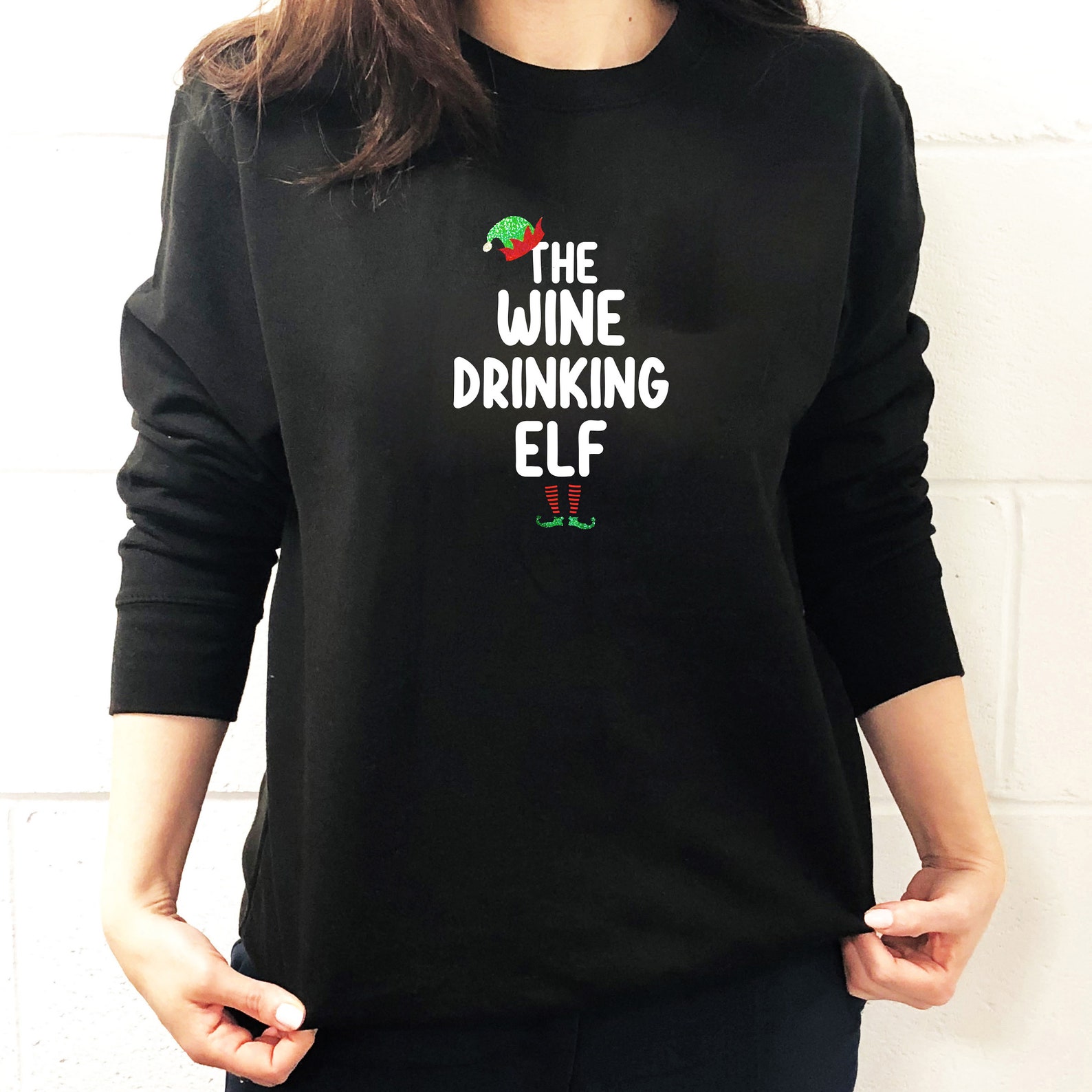 Christmas Wine Drinking Elf Jumper | Christmas Party Jumper | Christmas ...