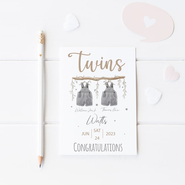 Congratulations Baby Twin Born Card - Etsy
