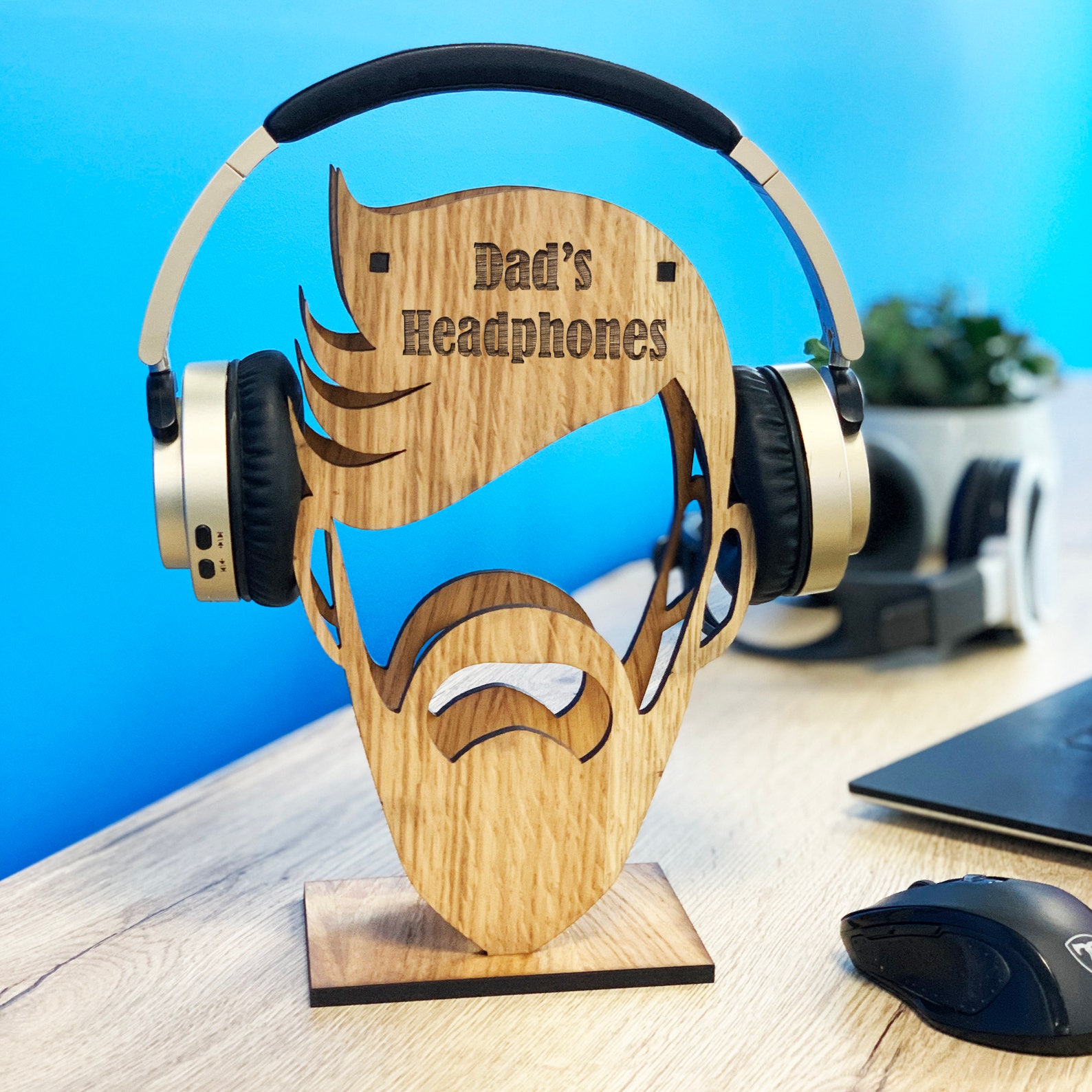 Personalised Headphone Holder | Head Stand for Headphones | Father's ...