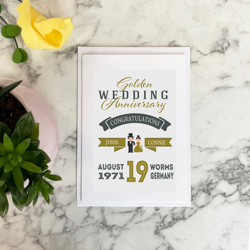 Golden Wedding Cards - Etsy UK