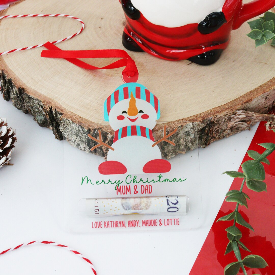 Personalised Money Holder Snowman | Hanging Bauble Money Holder ...