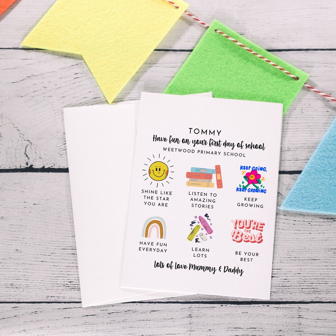 Personalised First Day of School Card | Icon Style Personalised Back to ...