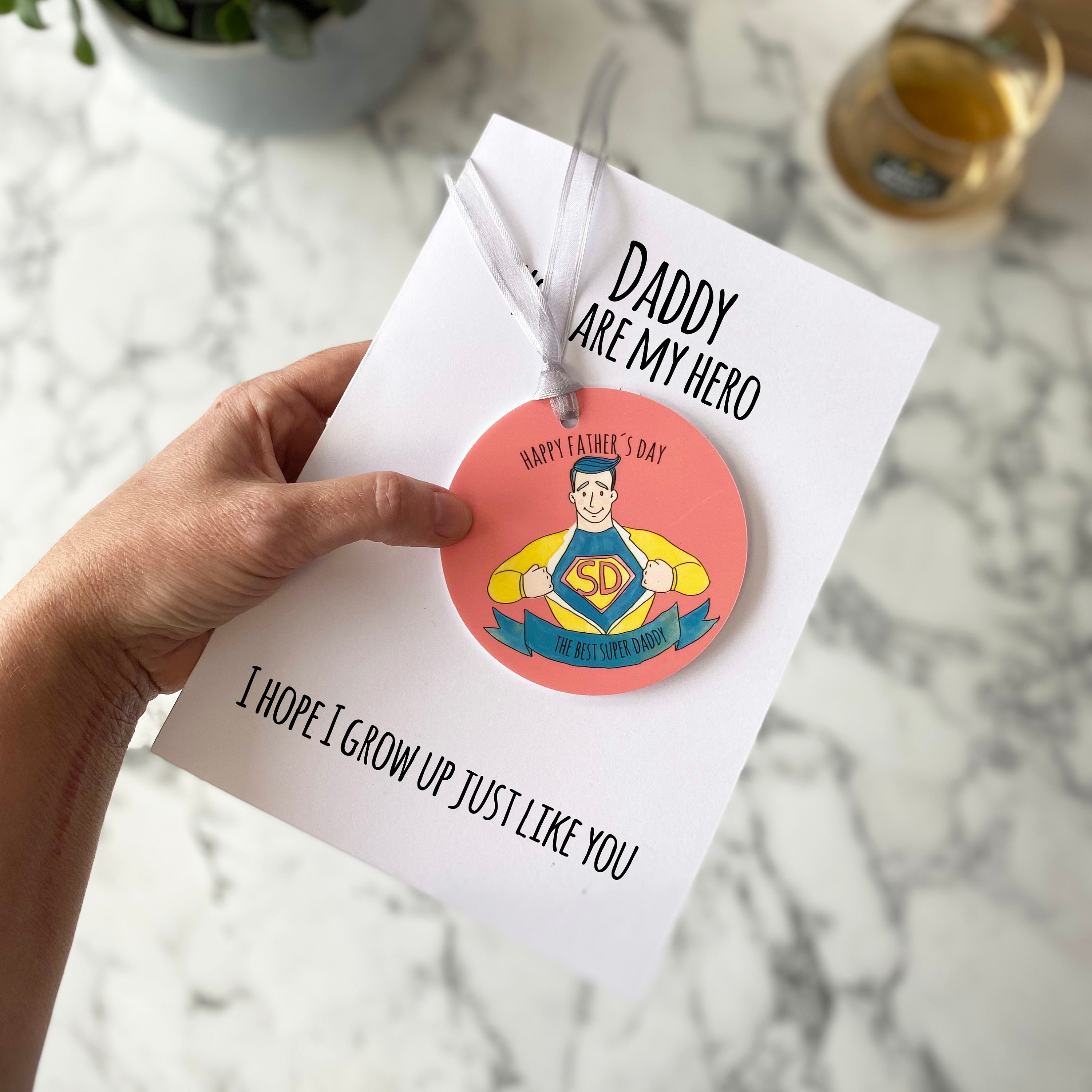 Personalised Father's Day Super Hero Card With Medal - Etsy