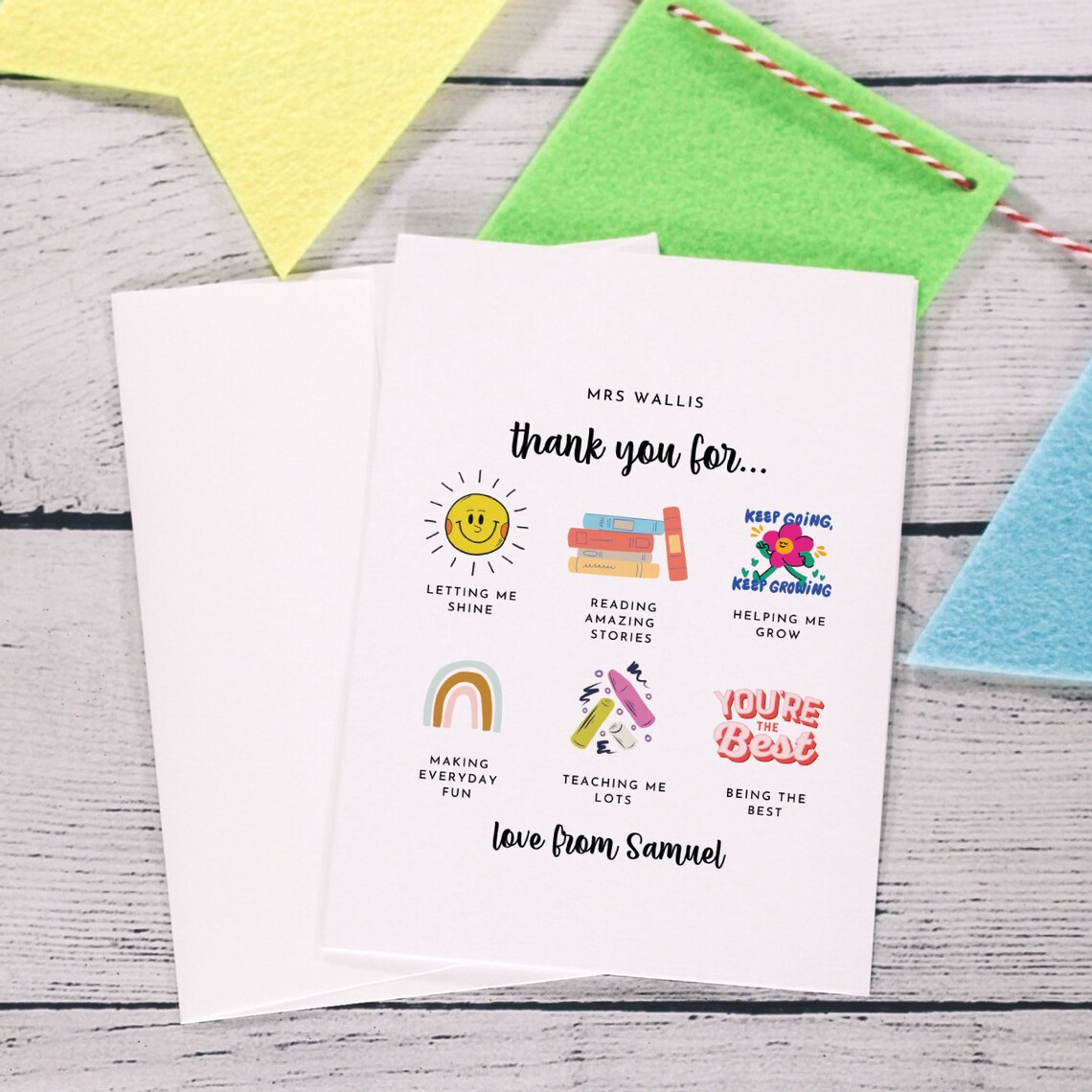 Thank You Teacher Card Personalised | Teacher Appreciation Personalised ...