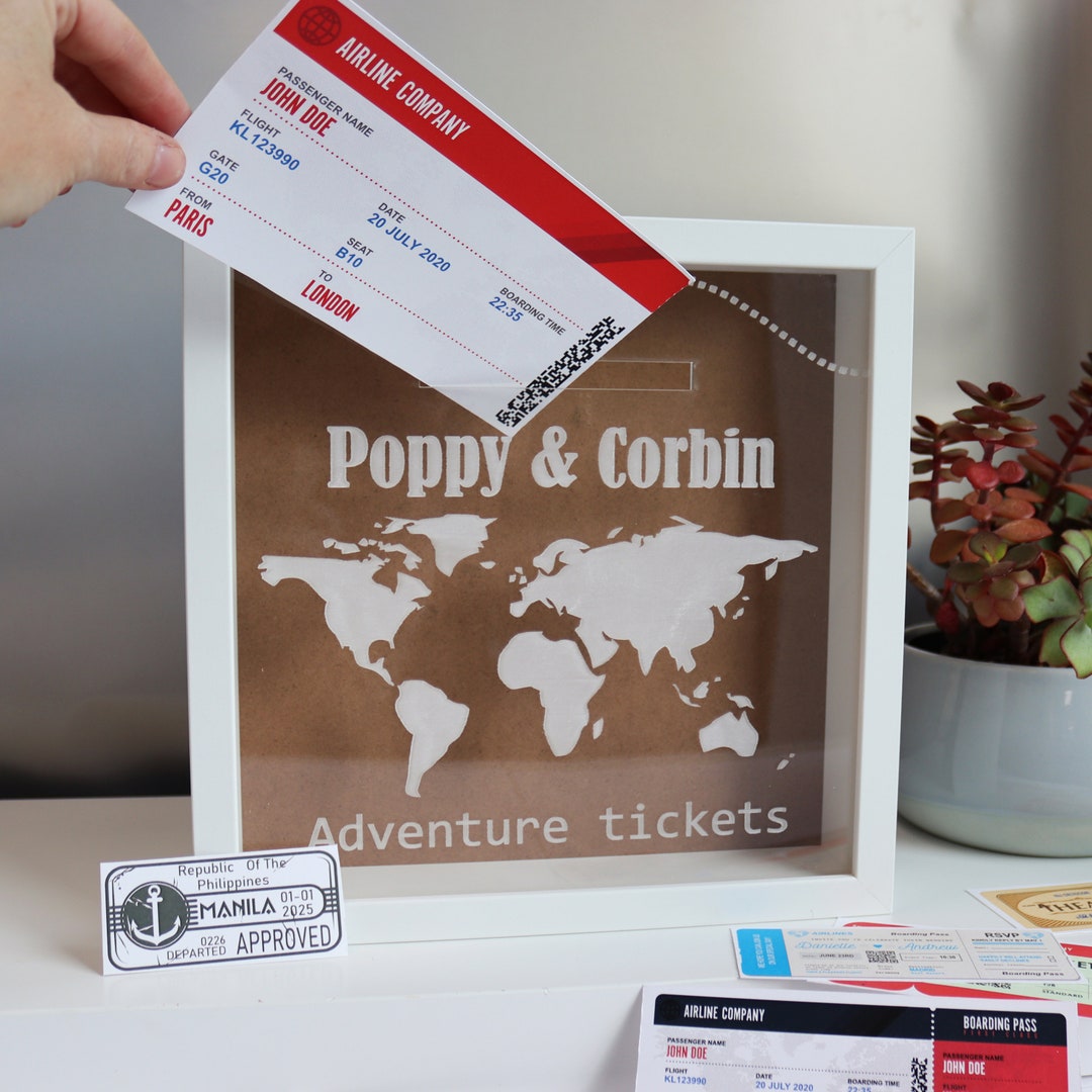 Personalised Travel Ticket Collection Box Adventure Tickets Memory Box ...