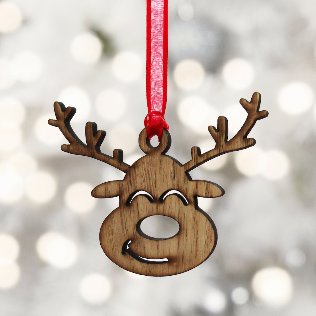 Cute Wooden Reindeer Ornament | Reindeer Christmas Tree Bauble | Wooden ...