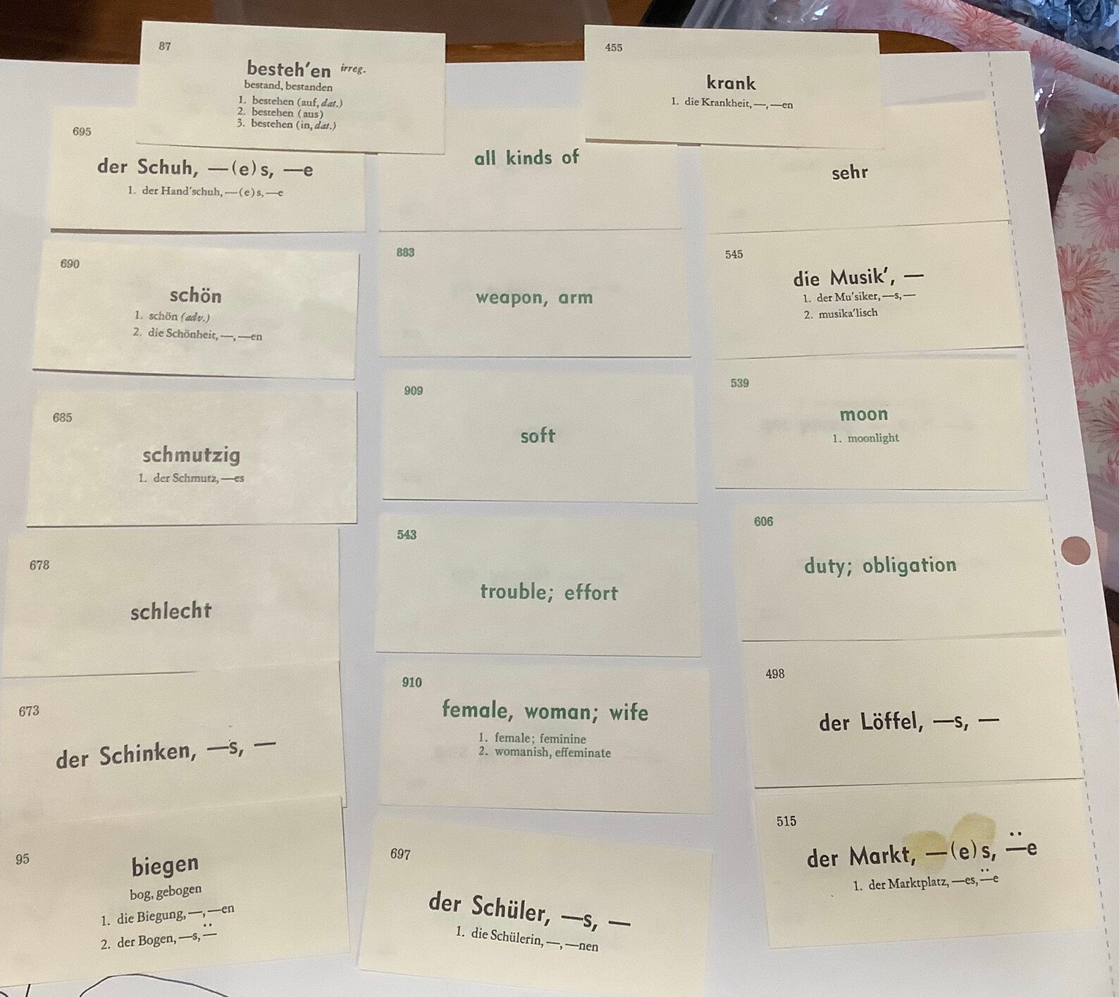 Spanish or German Vocabulary Flash Cards set of 20/ Junk - Etsy