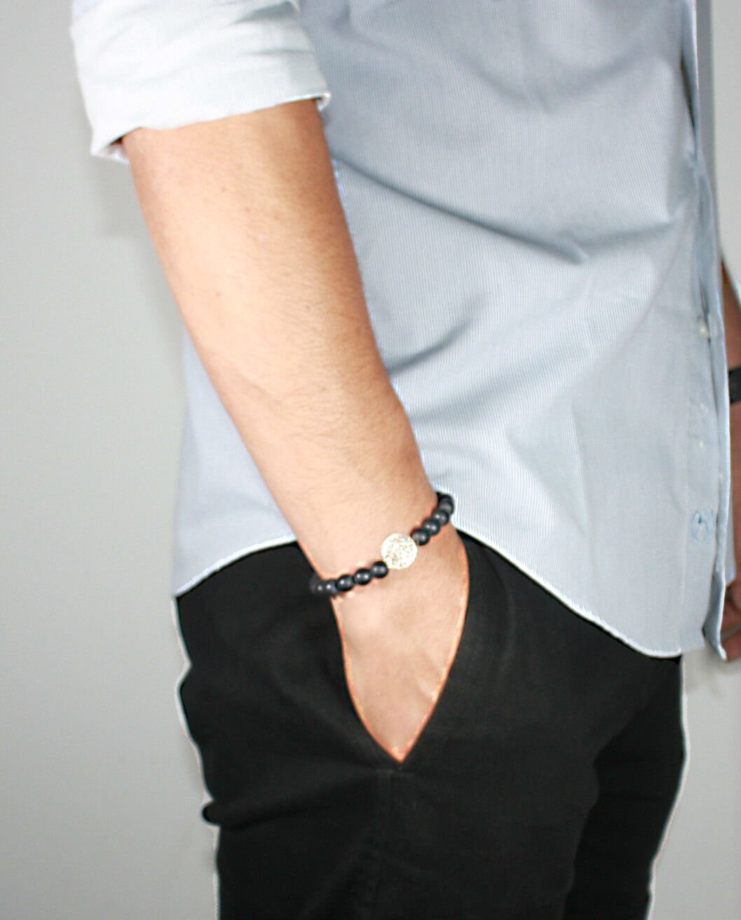 Shema Israel Armband für Männer, Shma Onyx Schwarze Perlen Kabbalah ...