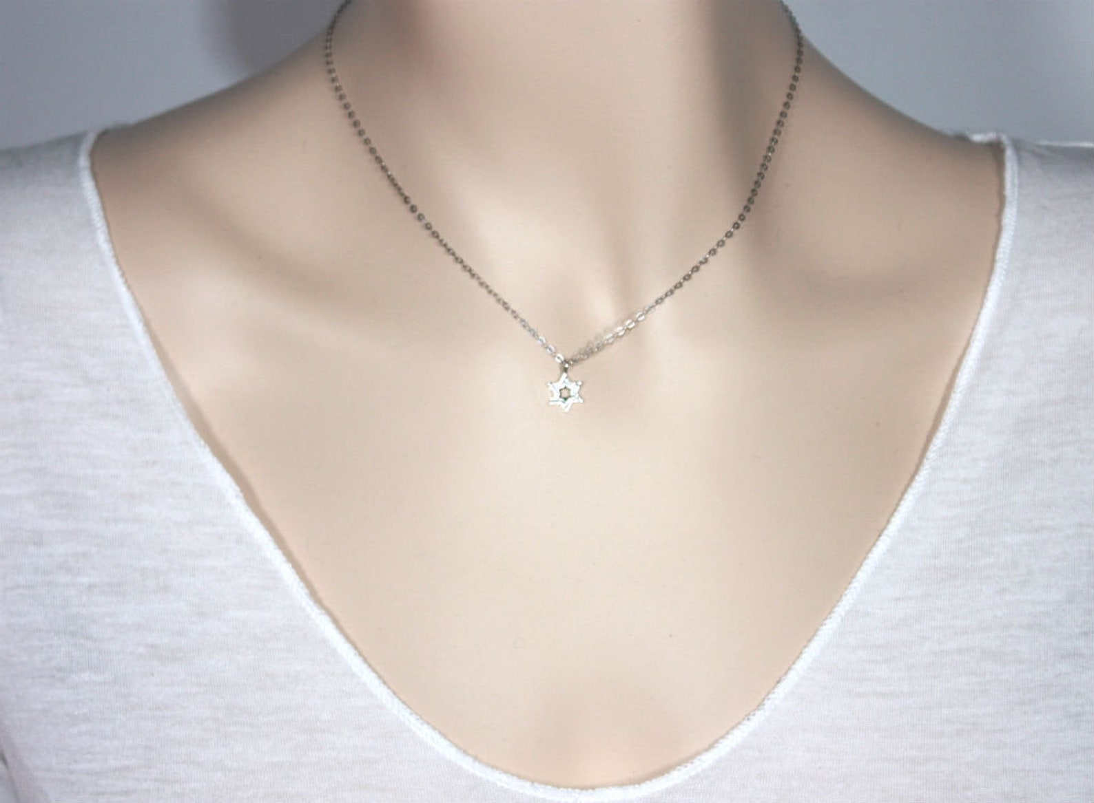 Tiny Star of David Necklace Sterling Silver Small Magen David Small ...